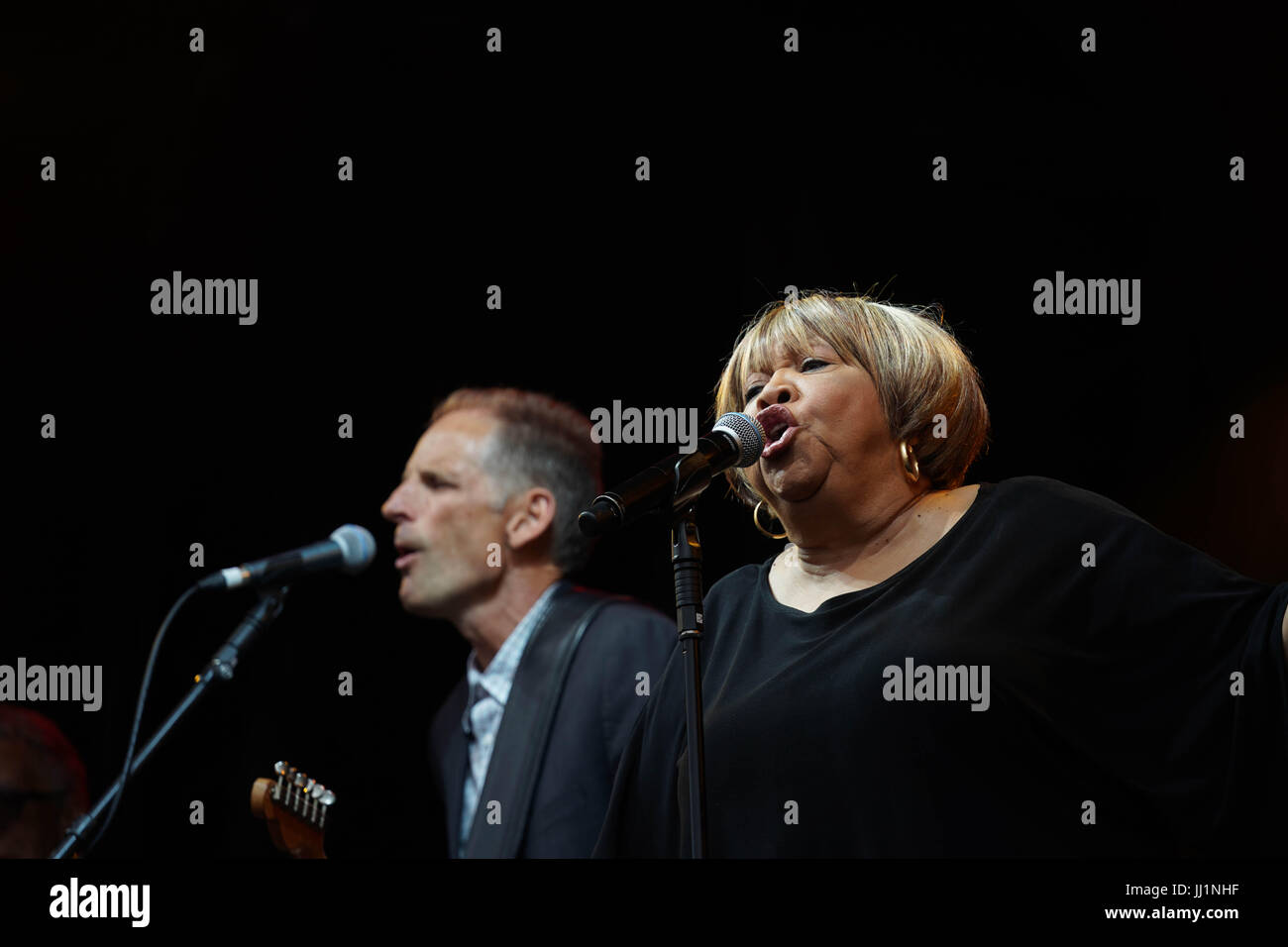 Rick Holmstrom and Mavis Staples performing live on the Sunrise stage ...