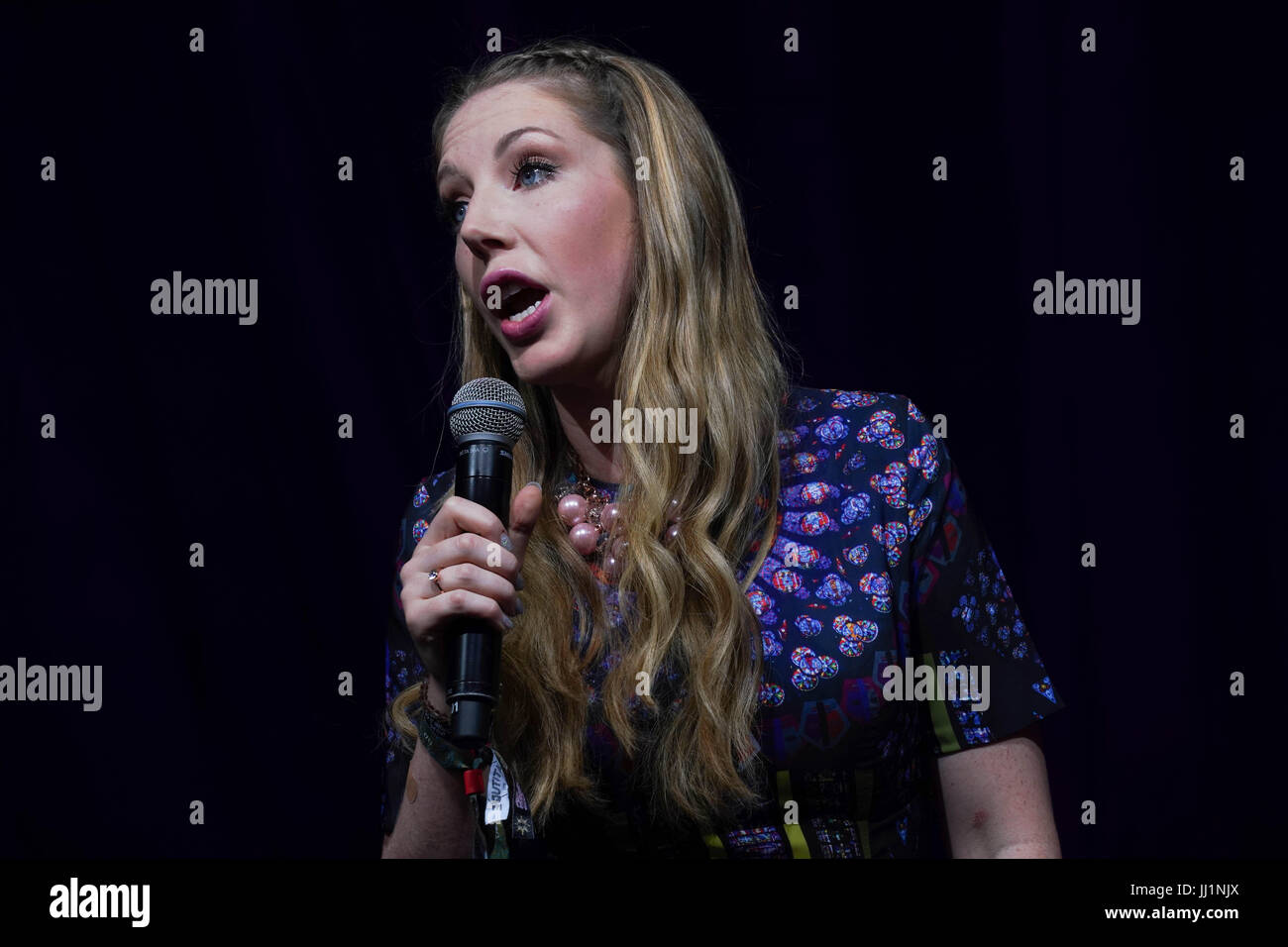 Katherine Ryan performing live on the Comedy stage on Day 4 (Sunday) of ...