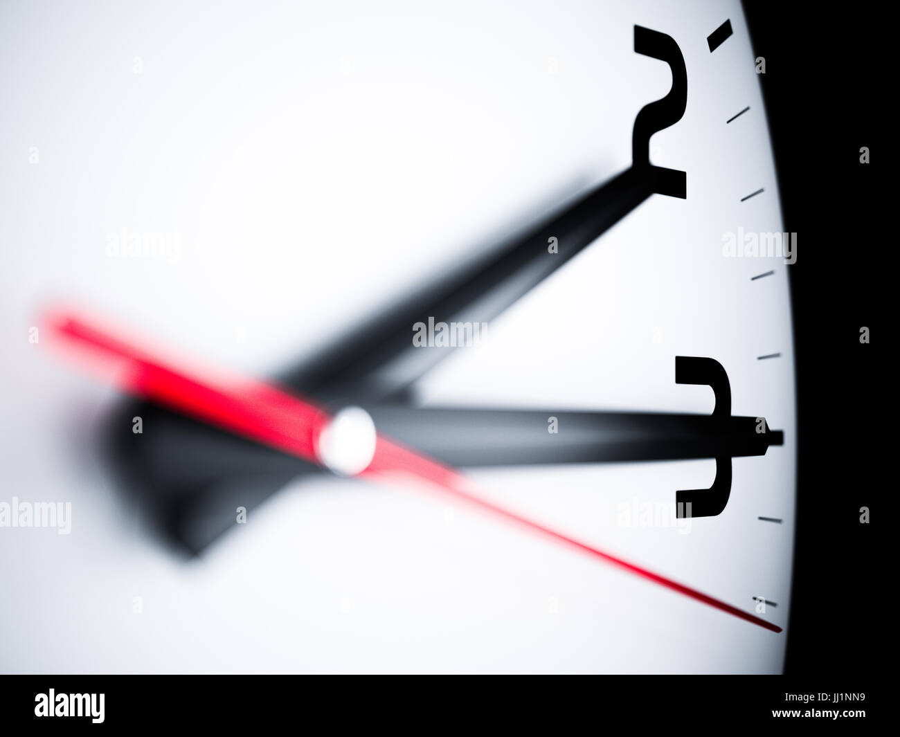Close up wall clock arrows. 3d rendering illustration. Time concept ...