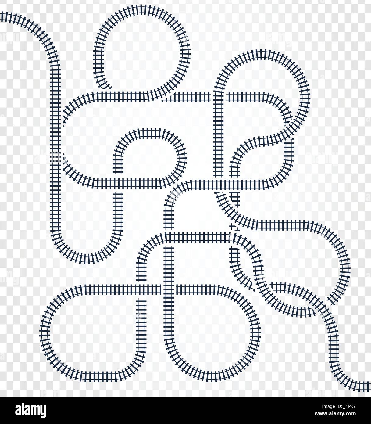 Railway line, labyrinth and nodes. Map of the tramway for trains with ...