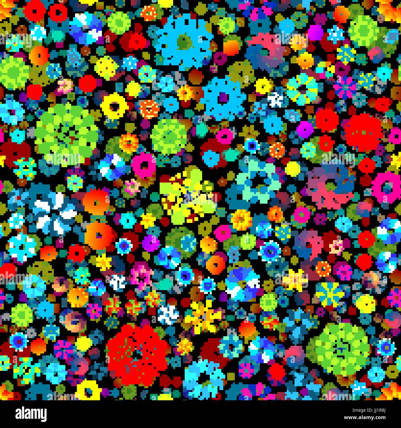 Flower garden abstract seamless circles design pattern unusual. Vector ...