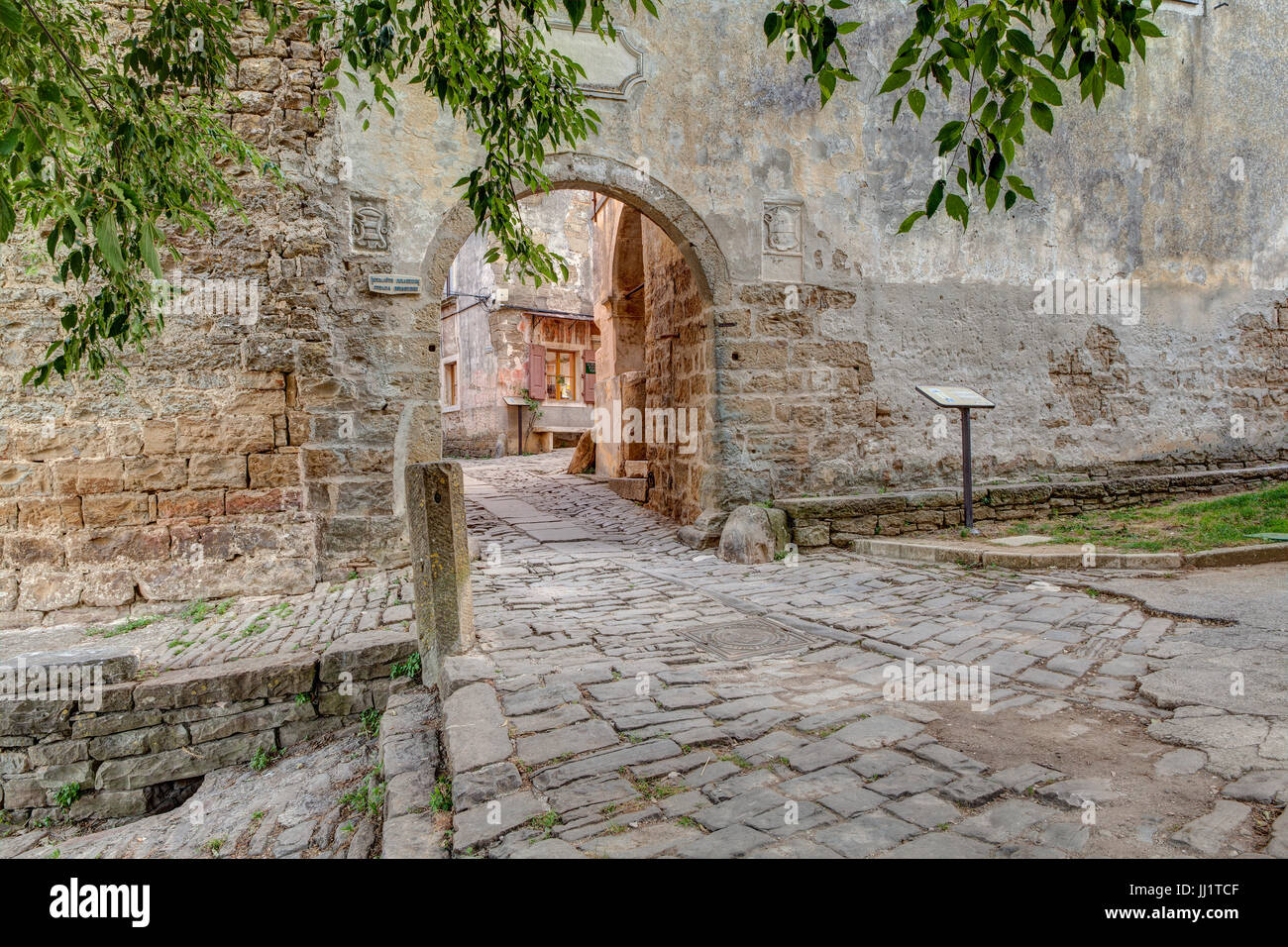 View of the Main town gate in Groznjan, Istria. croatia Stock Photo - Alamy