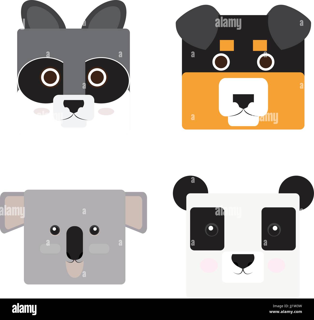 Set of animal faces Stock Vector Image & Art - Alamy