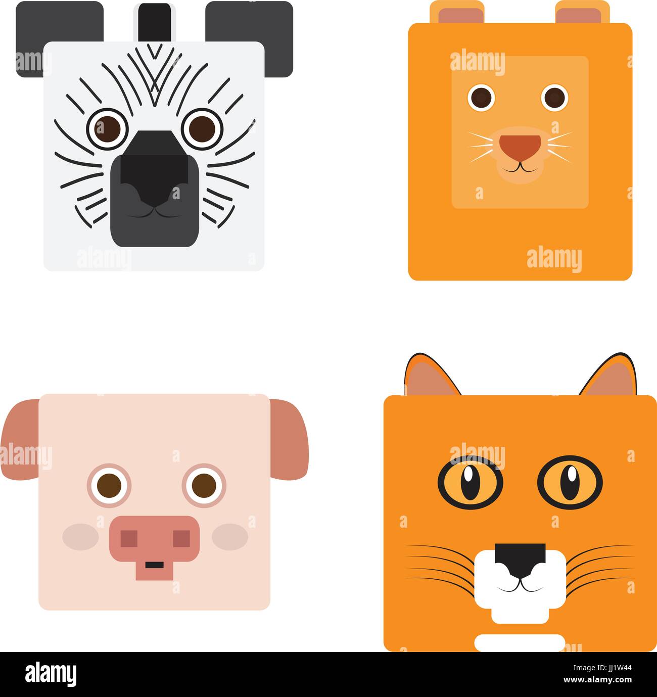 Set of animal faces Stock Vector Image & Art - Alamy