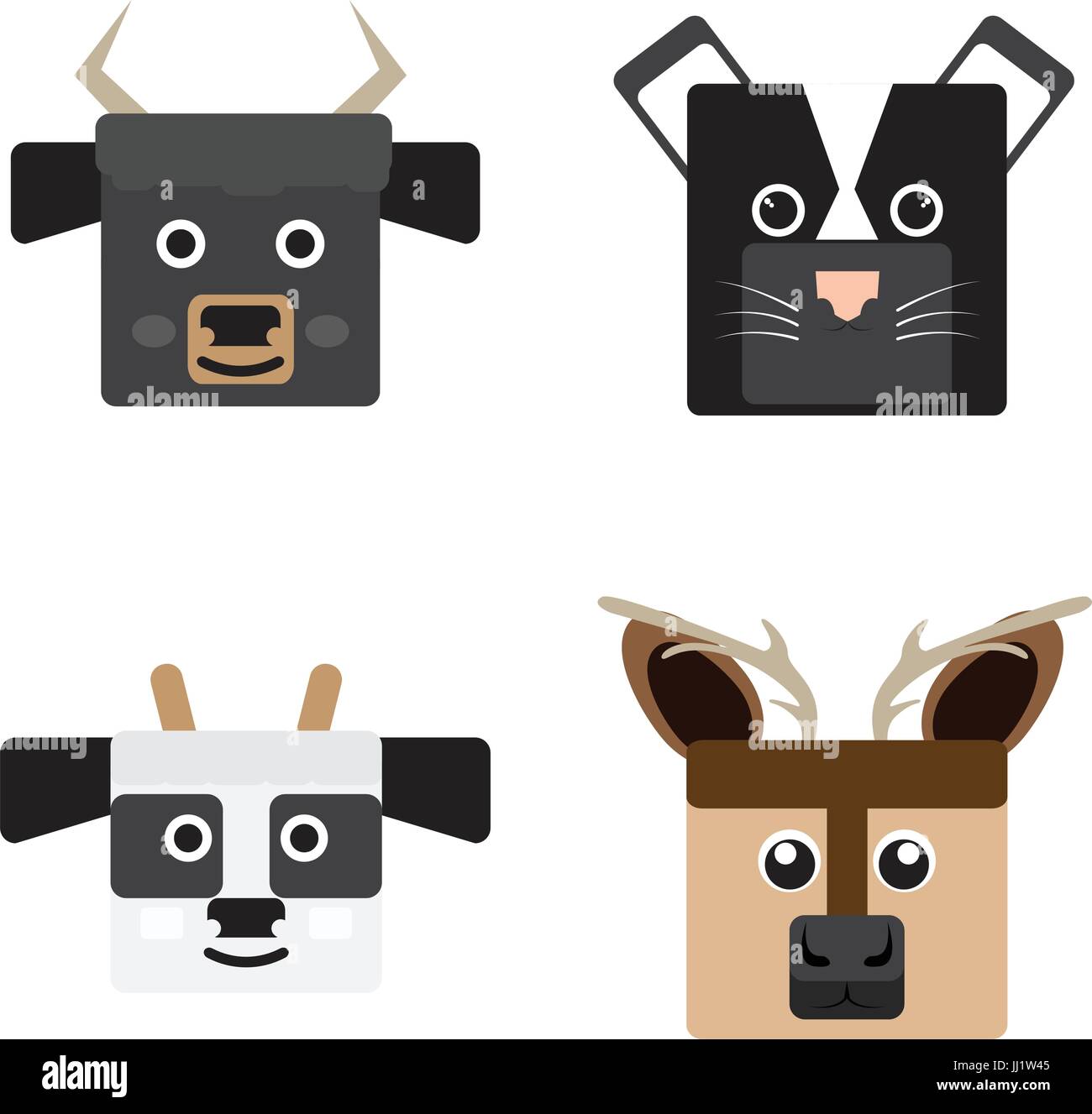 Set of animal faces Stock Vector Image & Art - Alamy