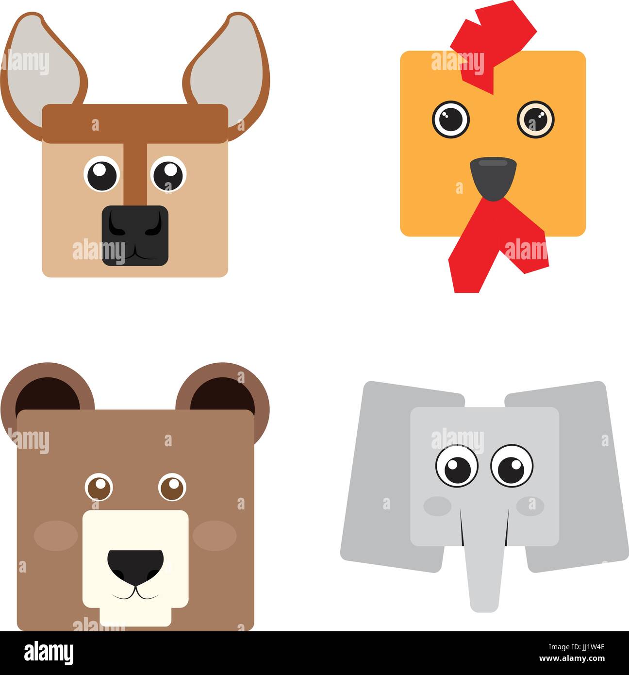 Set of animal faces Stock Vector Image & Art - Alamy