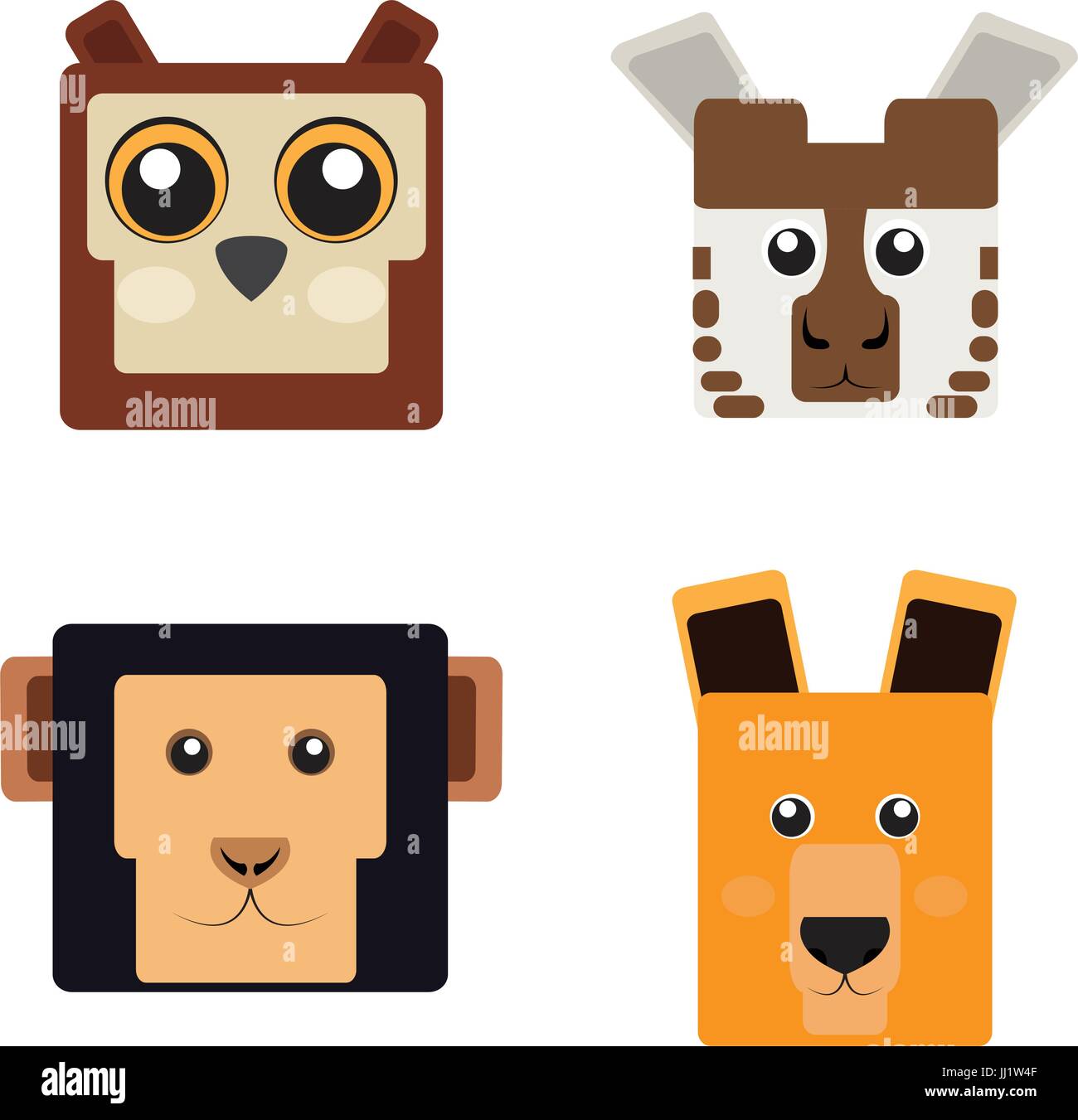 Set of animal faces Stock Vector Image & Art - Alamy