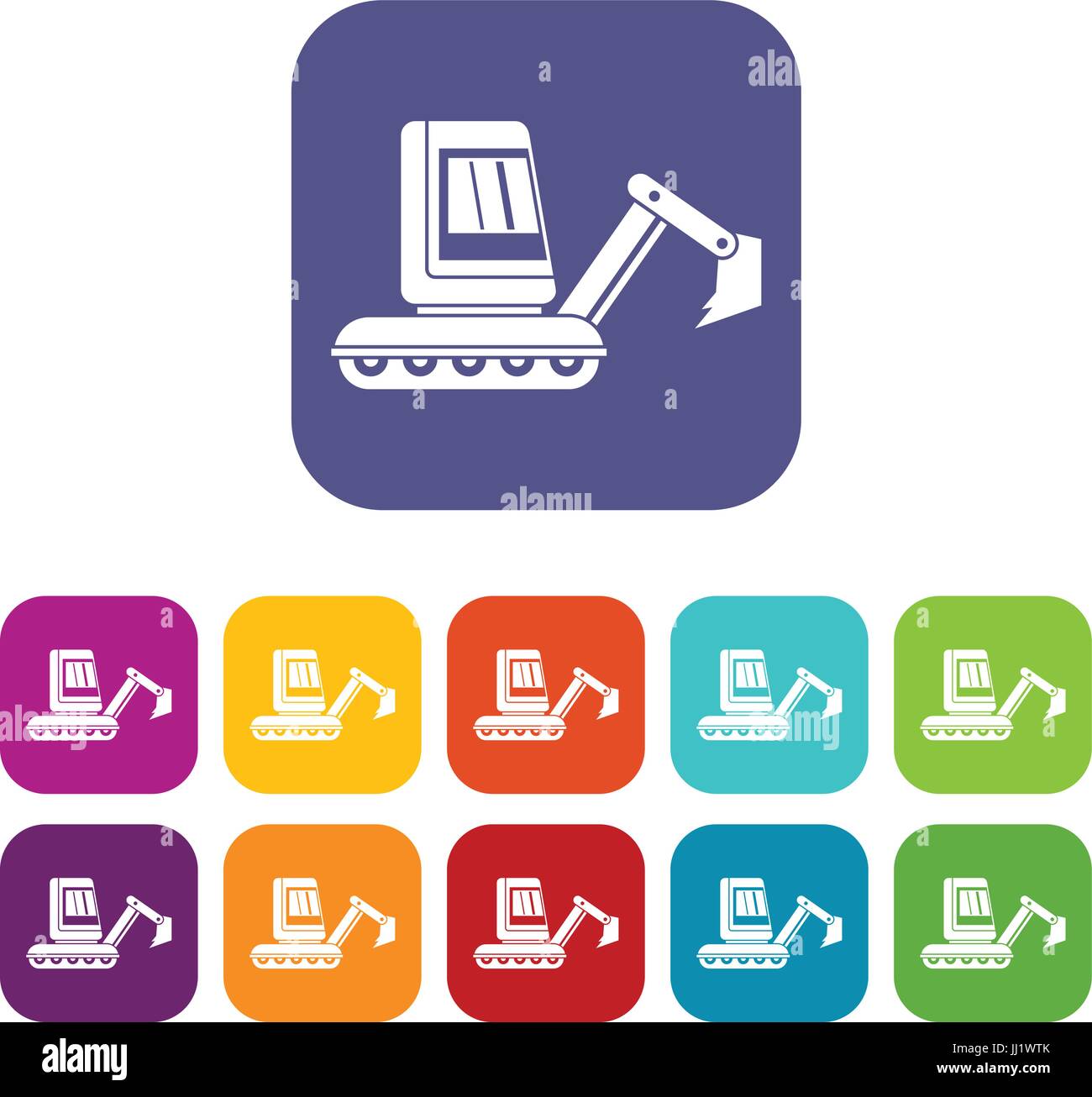 Mini excavator icons set flat Stock Vector Image & Art - Alamy
