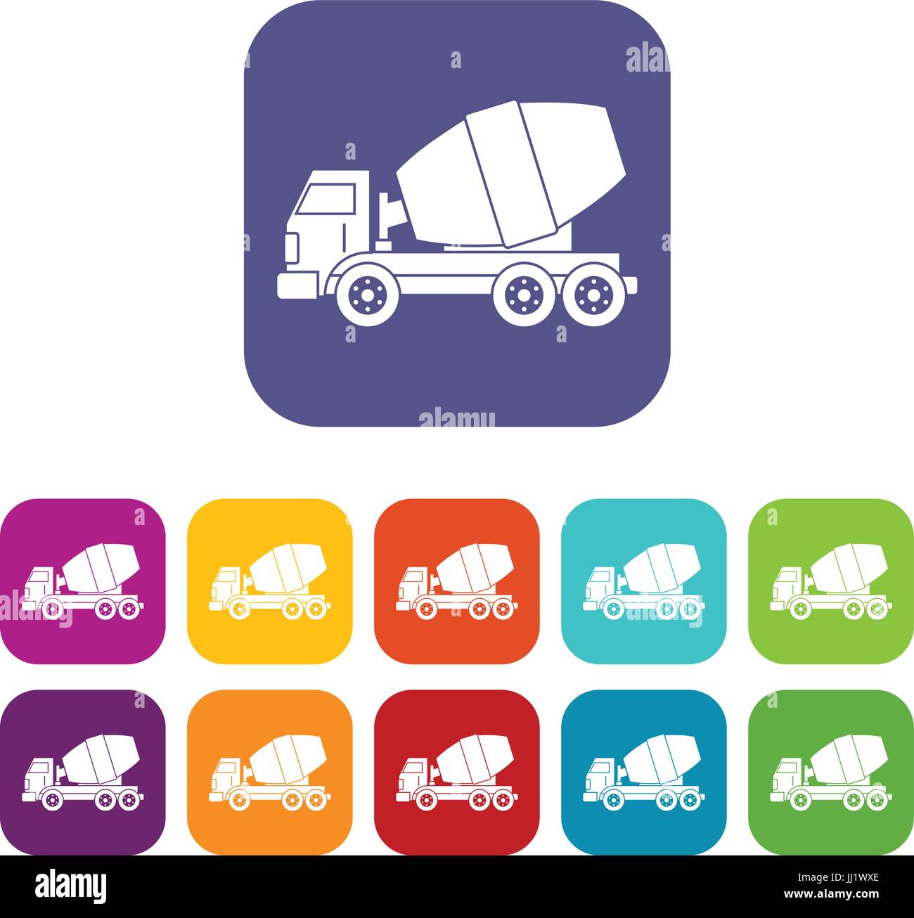 Truck concrete mixer icons set flat Stock Vector Image & Art - Alamy