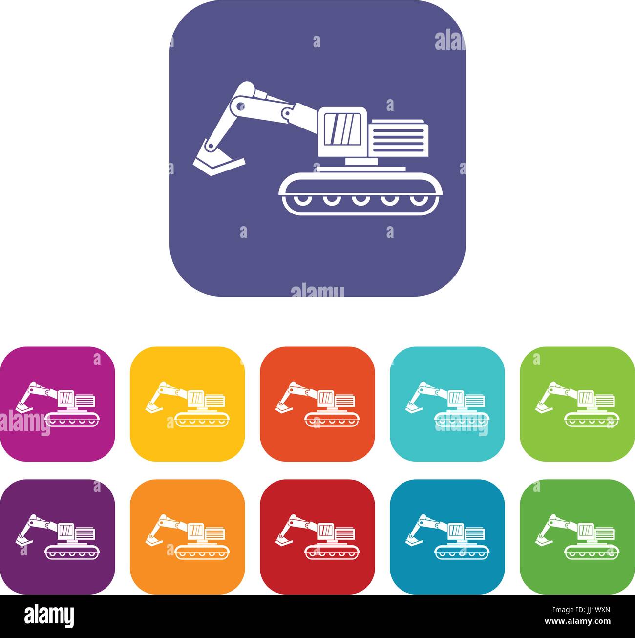 Excavator icons set flat Stock Vector Image & Art - Alamy