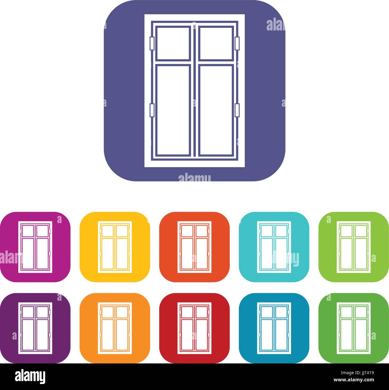 Wooden window icons set flat Stock Vector Image & Art - Alamy