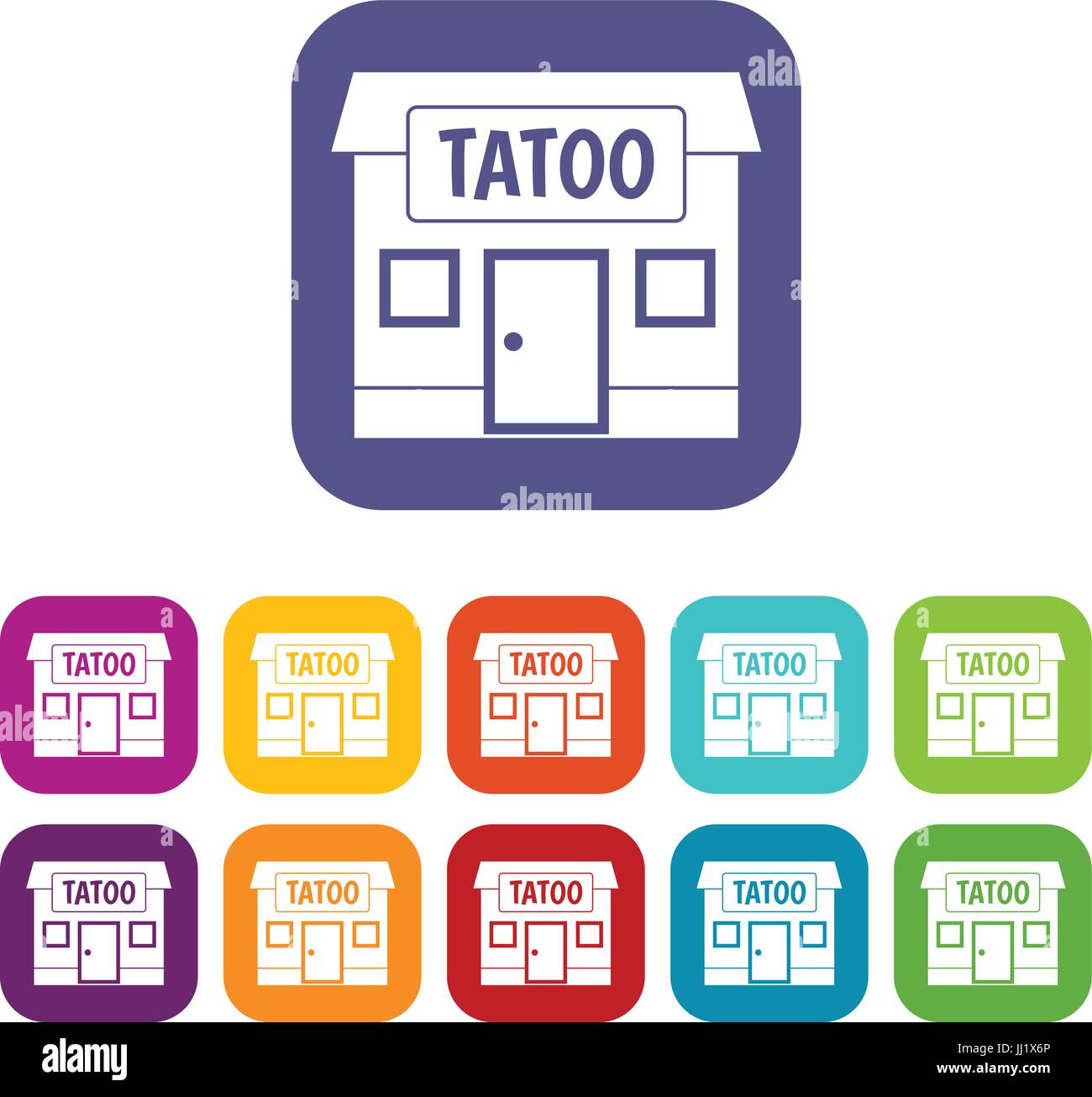 Tattoo salon building icons set flat Stock Vector Image & Art - Alamy