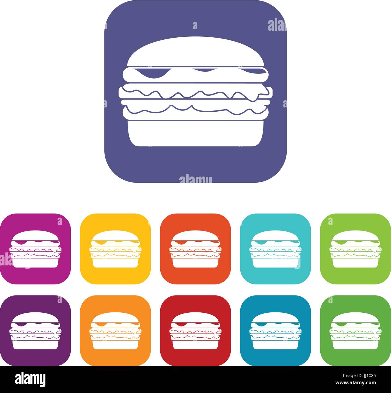 Burger icons set flat Stock Vector Image & Art - Alamy