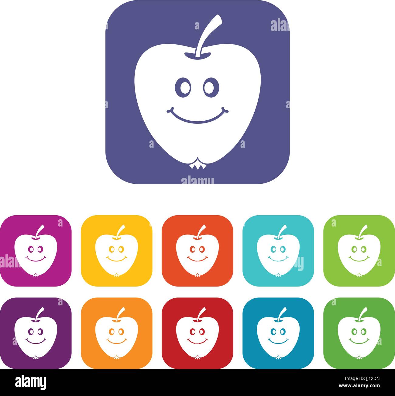 Red smiling apple icon flat hi-res stock photography and images - Alamy