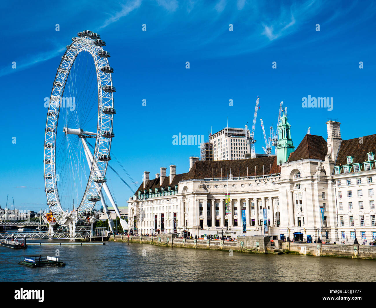 London Eye and The South Bank, County Hall Building, River Thames ...