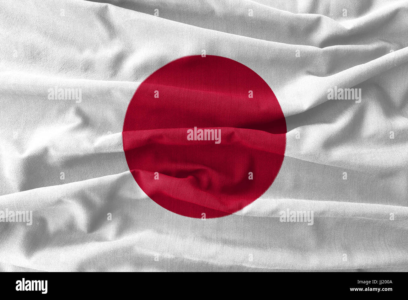 Japan flag painting on high detail of wave cotton fabrics . 3D ...