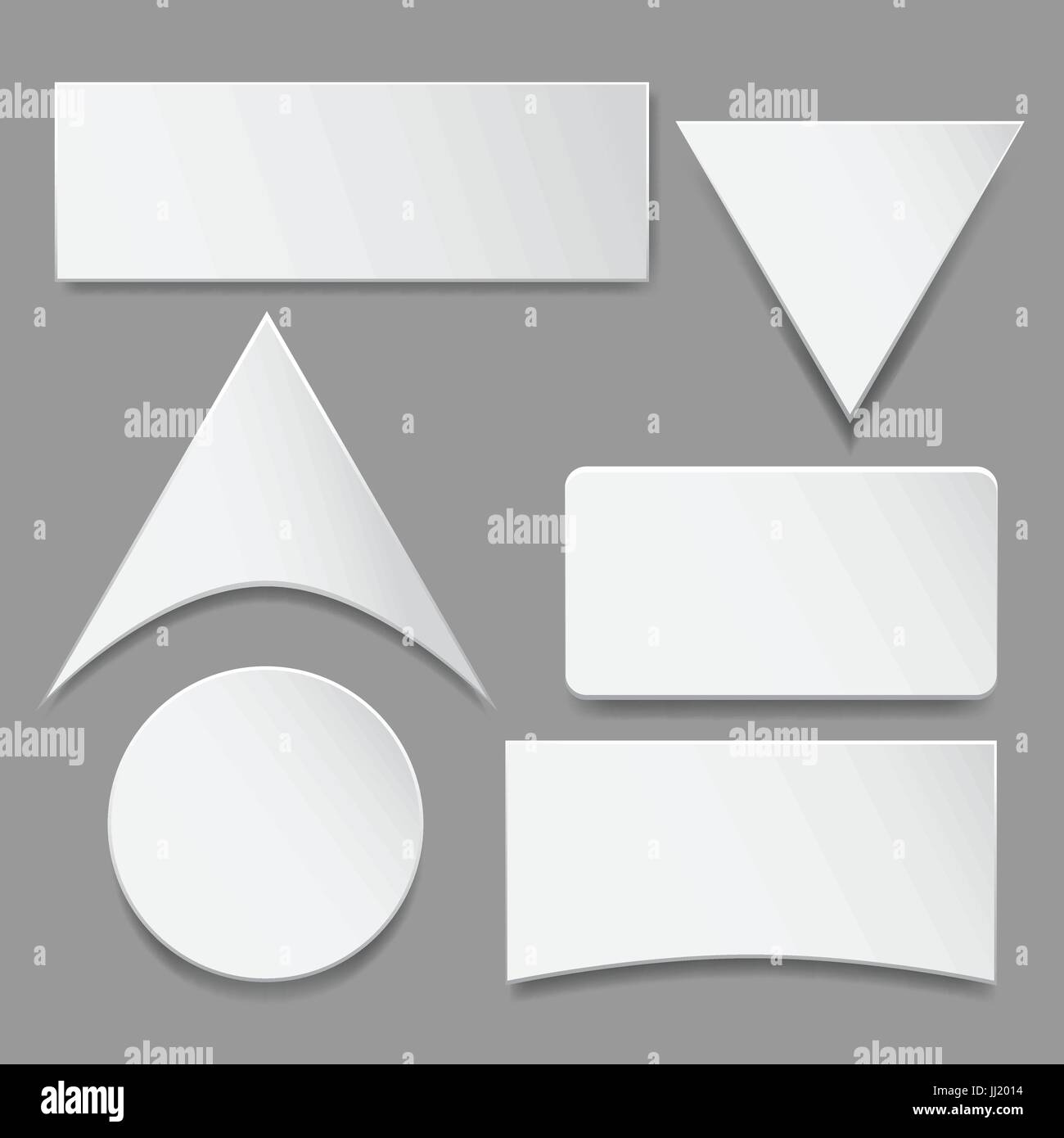 Set of different size and form white note paper with shadow effect on ...