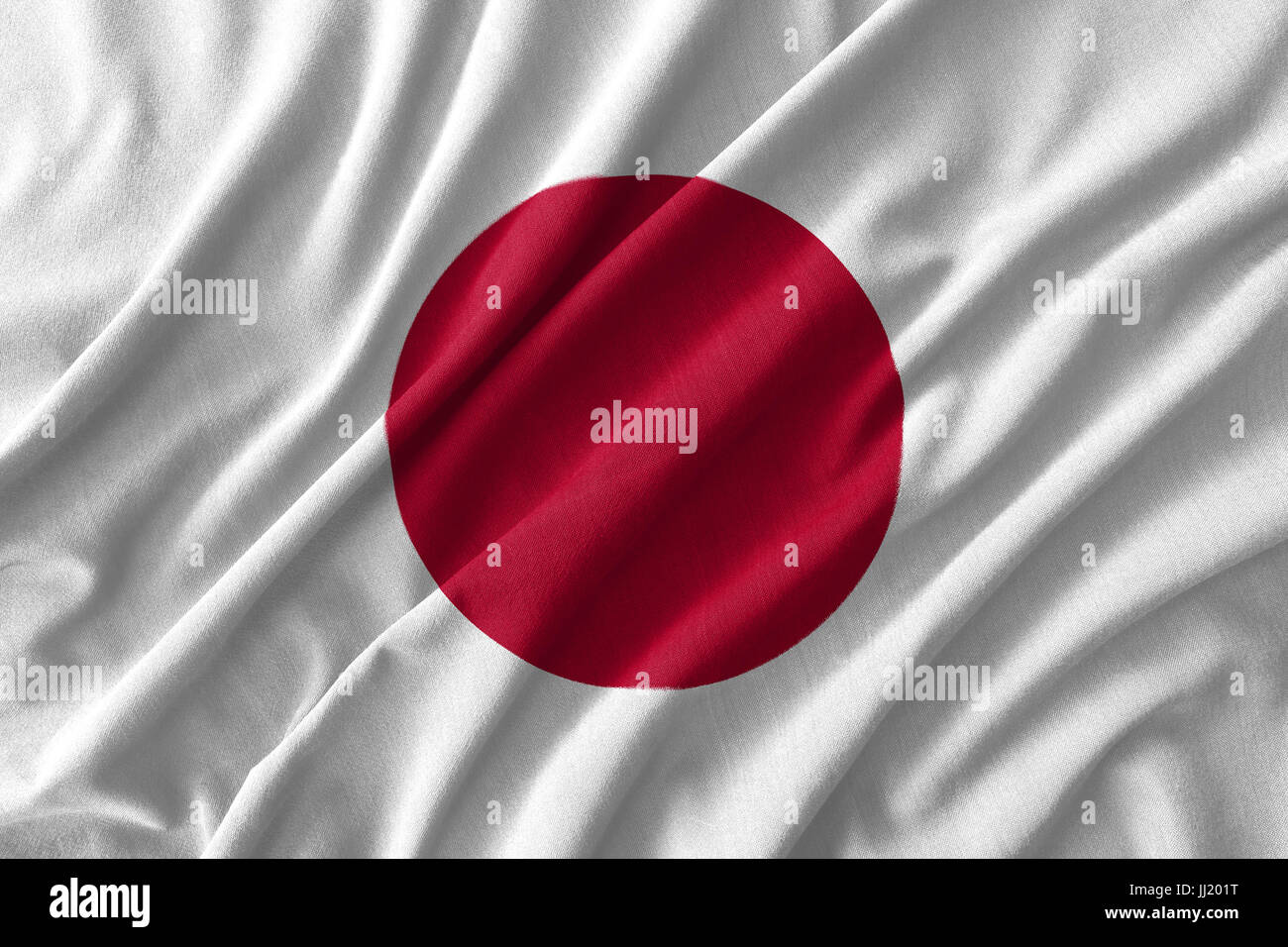 Japan flag painting on high detail of wave cotton fabrics . 3D ...