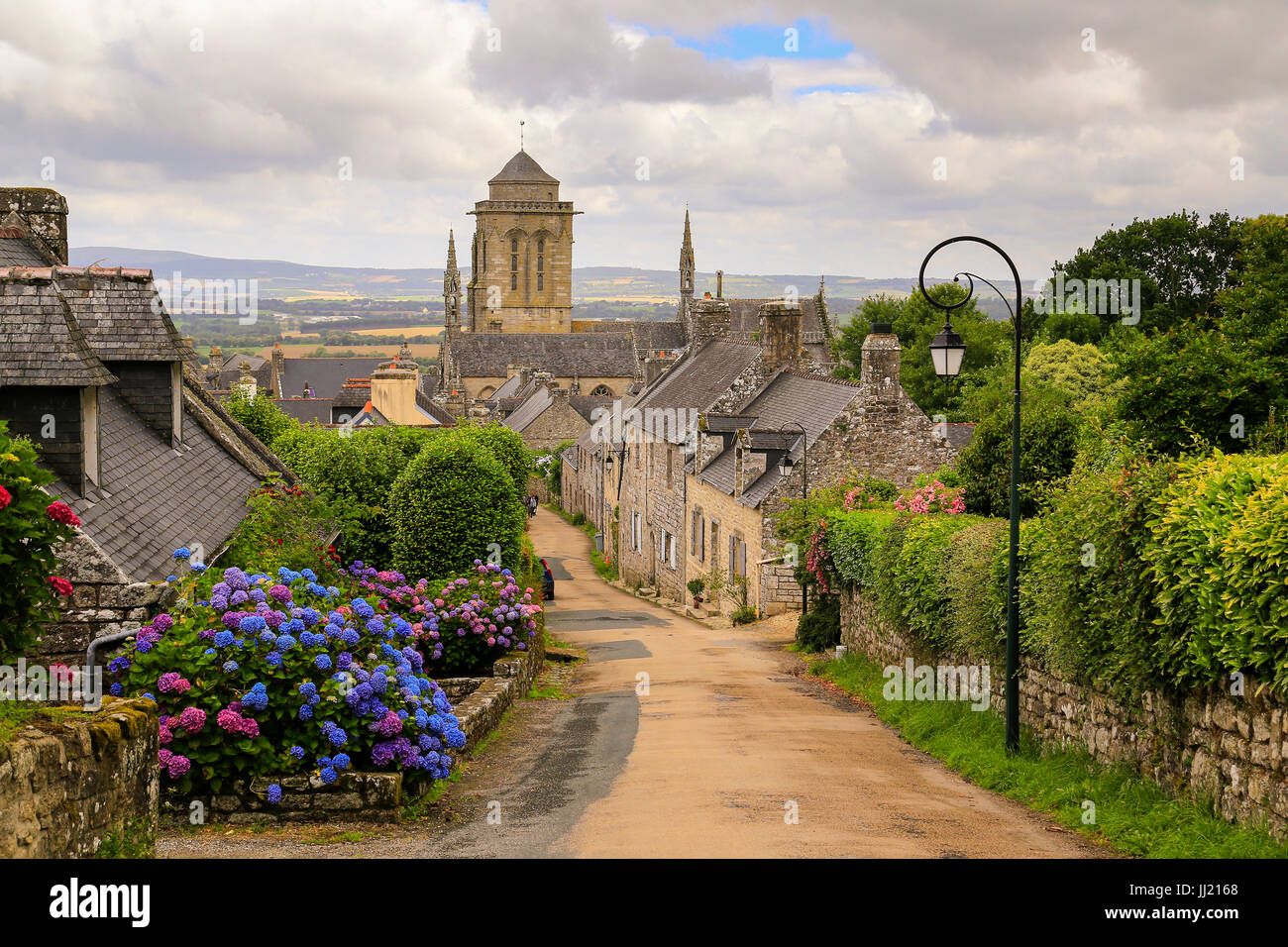 Preserved medieval village of Locronan in Brittany, France Stock Photo ...