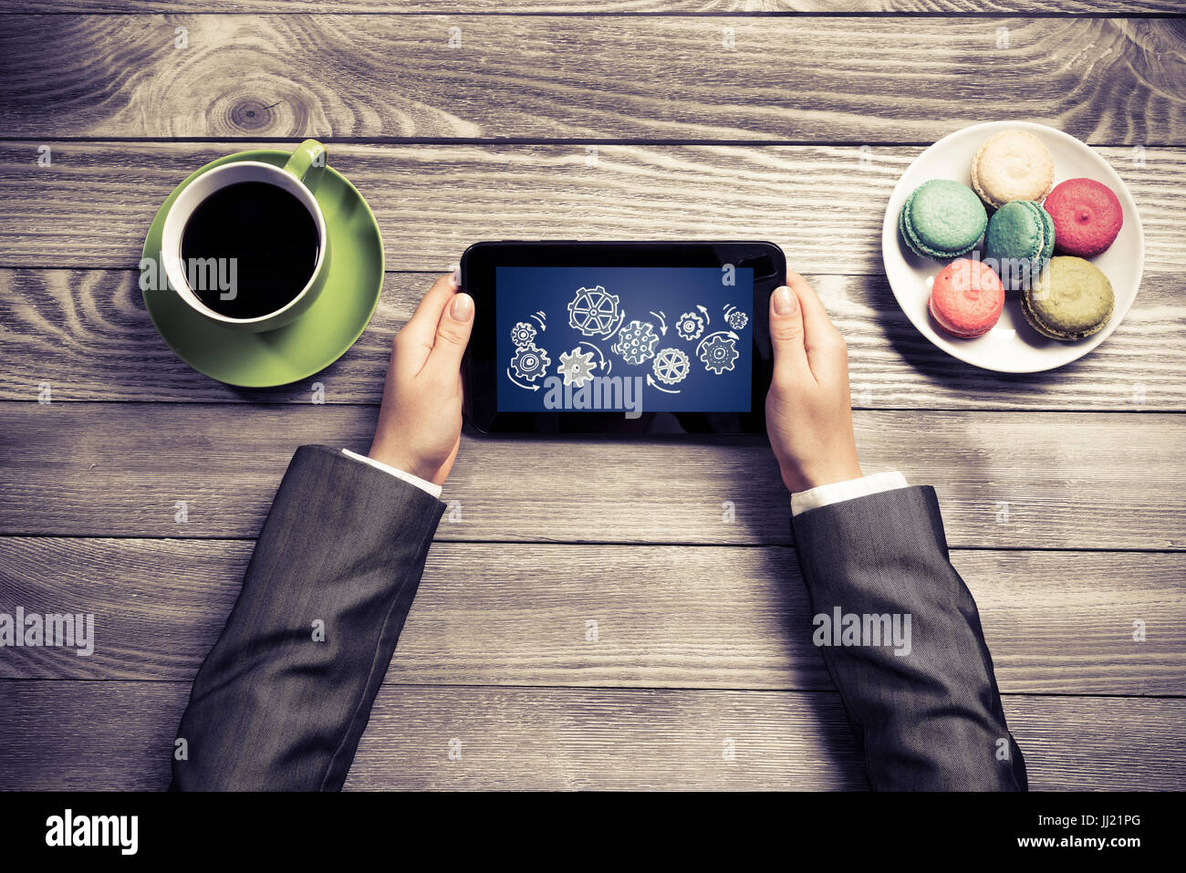Having coffee break Stock Photo - Alamy
