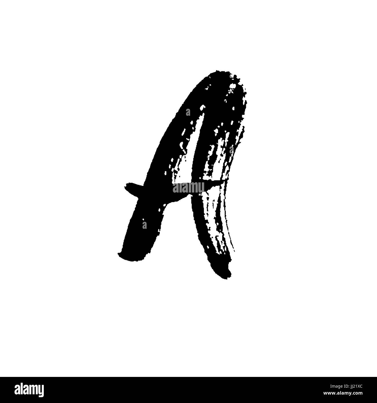 Letter A. Handwritten by dry brush. Rough strokes font. Vector ...