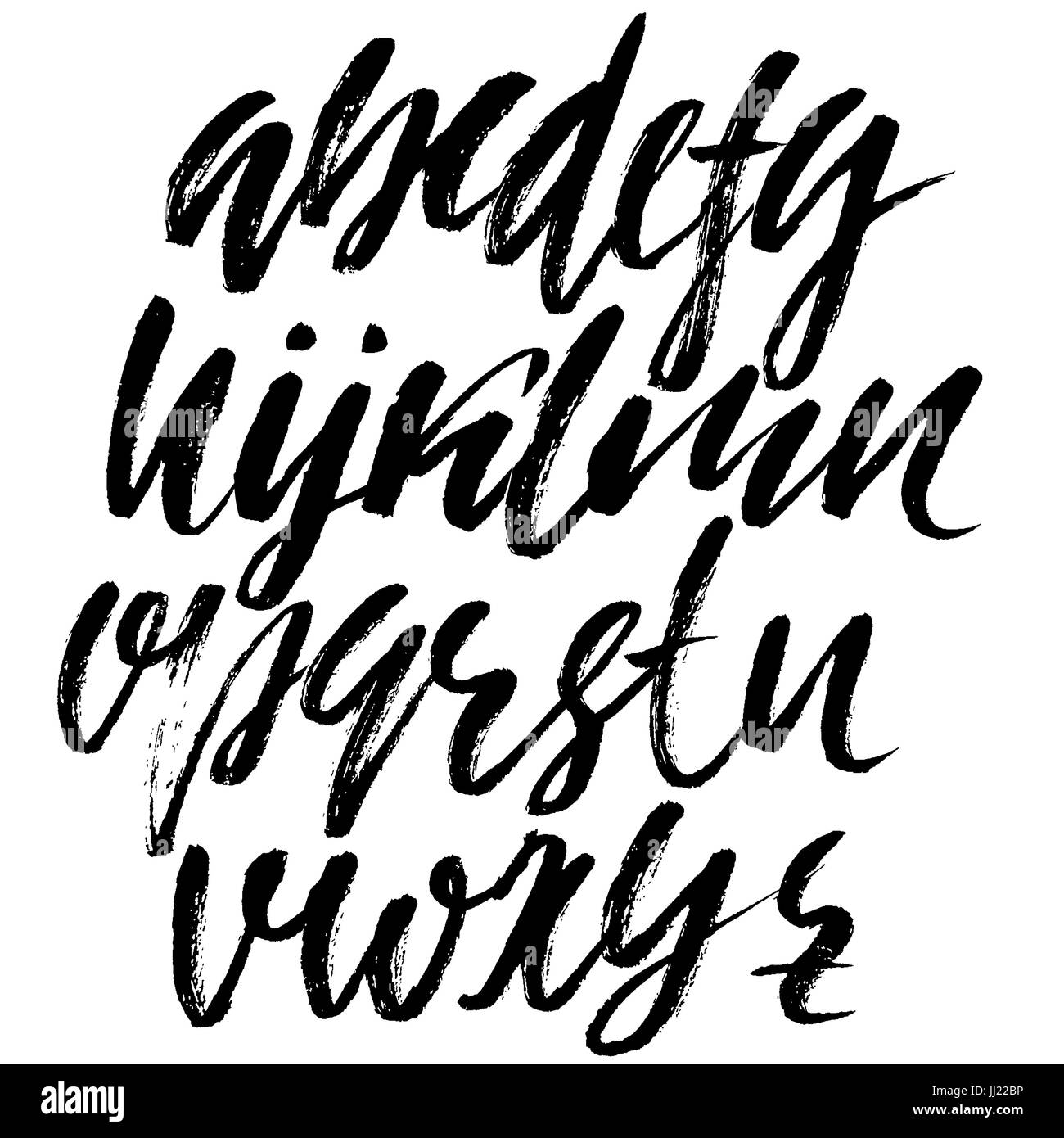 Hand drawn dry brush font. Modern brush lettering. Grunge style ...