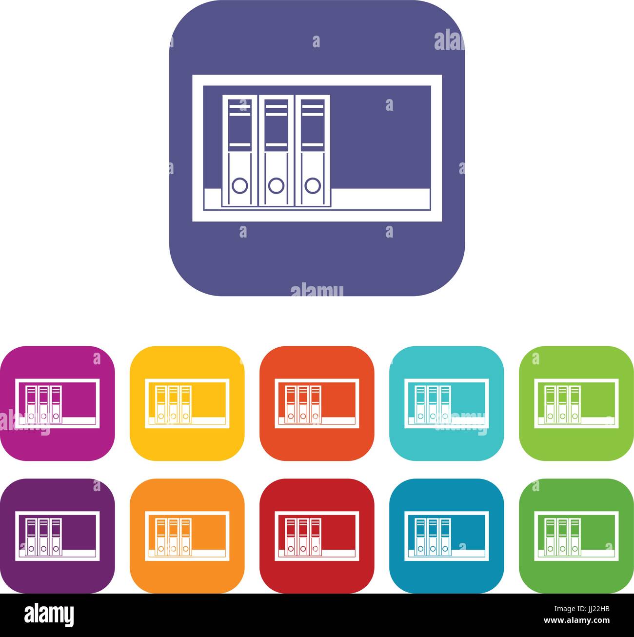 Office folders on the shelf icons set flat Stock Vector Image & Art - Alamy