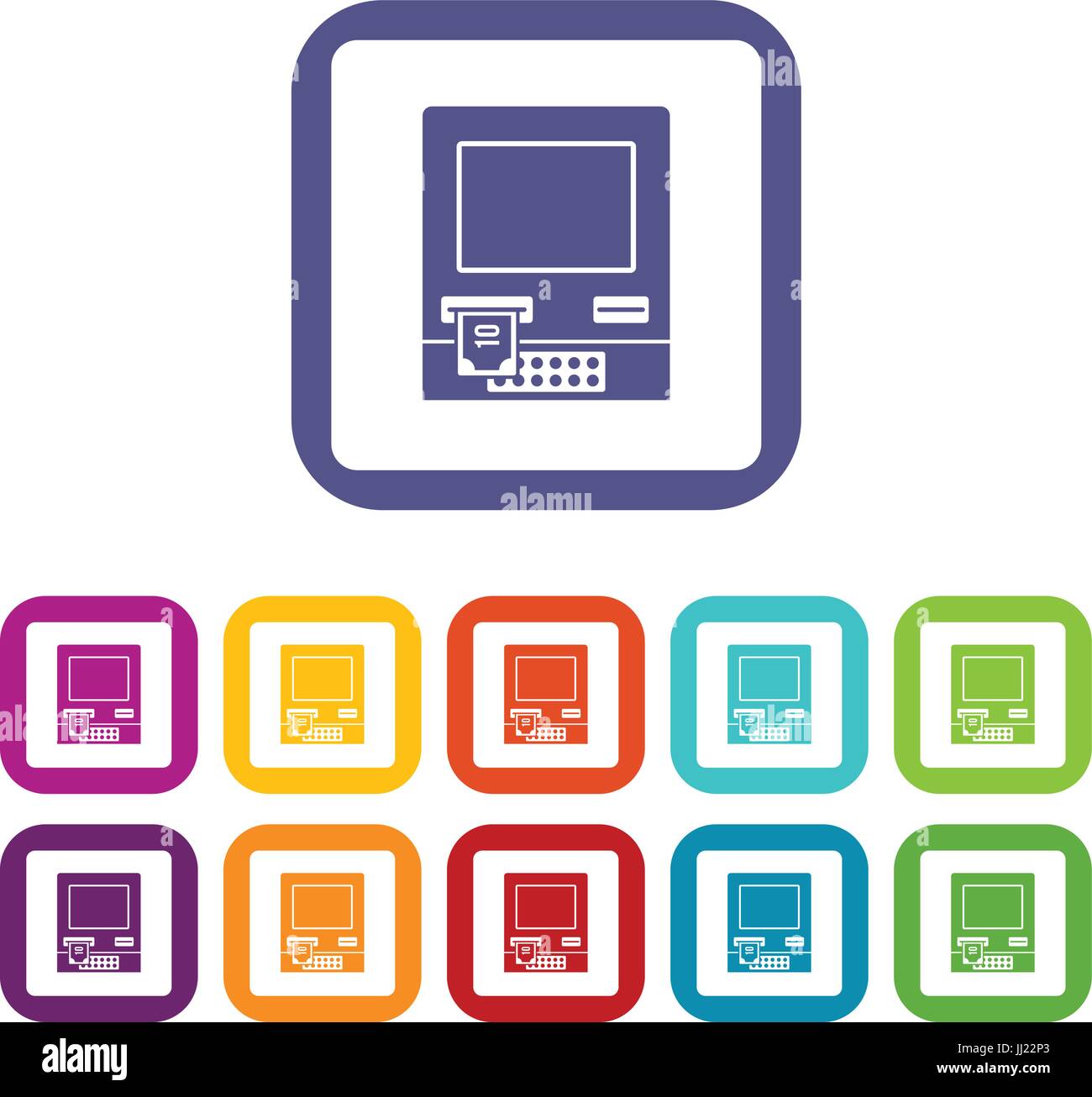 ATM bank cash machine icons set flat Stock Vector Image & Art - Alamy