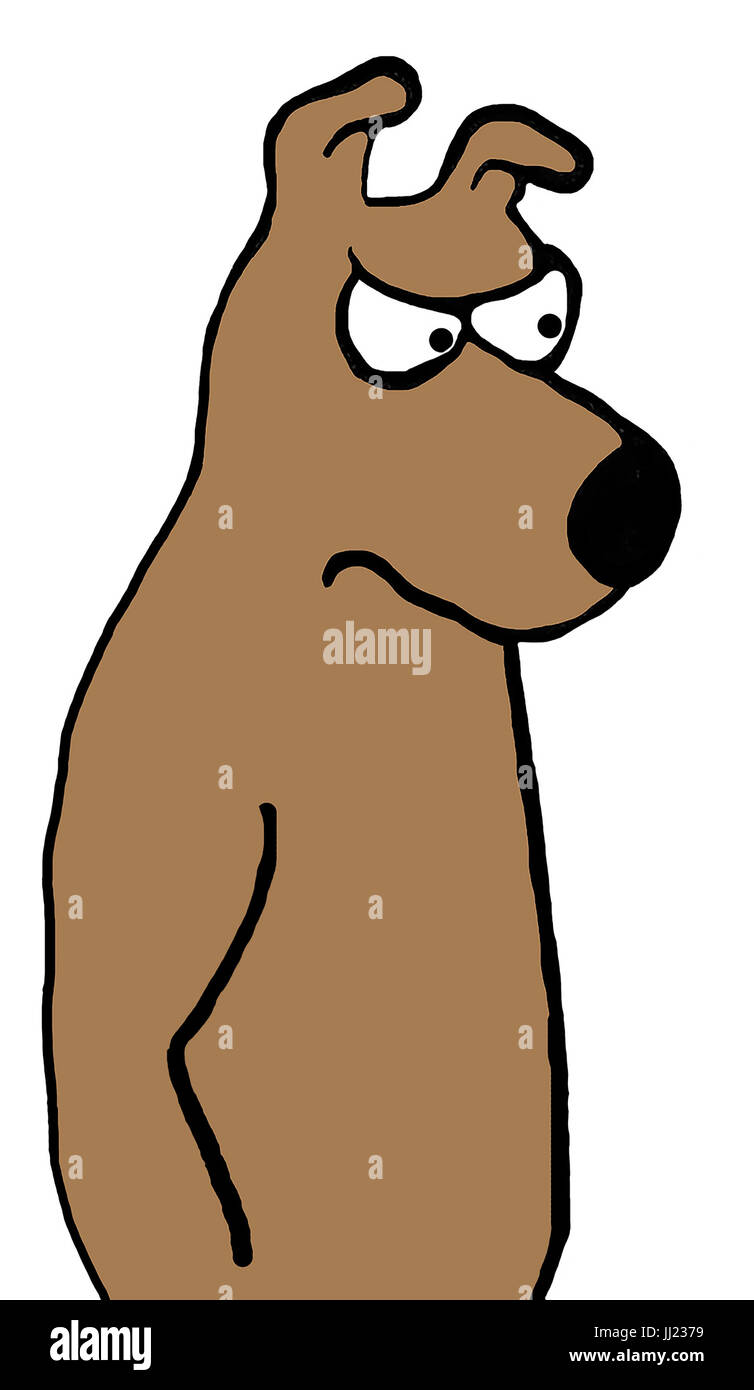 Cartoon illustration of an alert, concerned, brown dog Stock Photo - Alamy