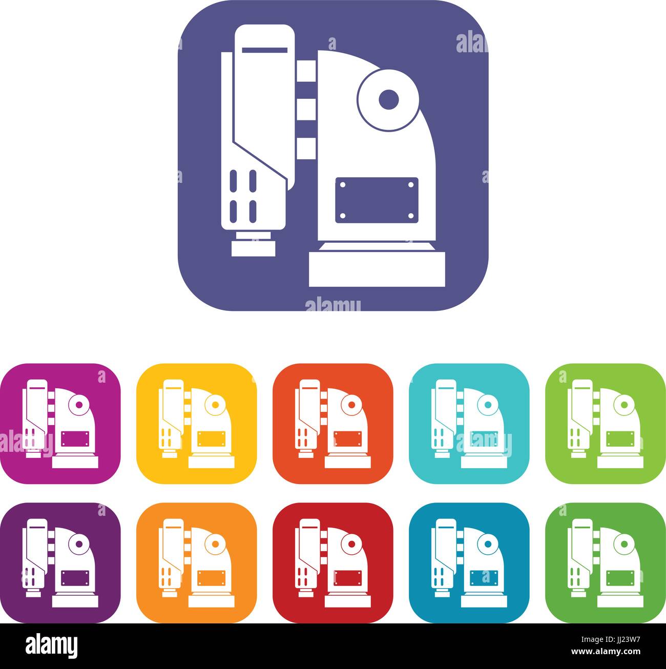 Pneumatic hammer machine icons set flat Stock Vector Image & Art - Alamy