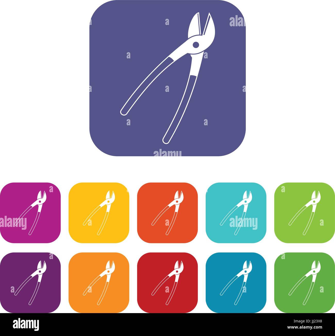 Metal shears icons set flat Stock Vector Image & Art - Alamy