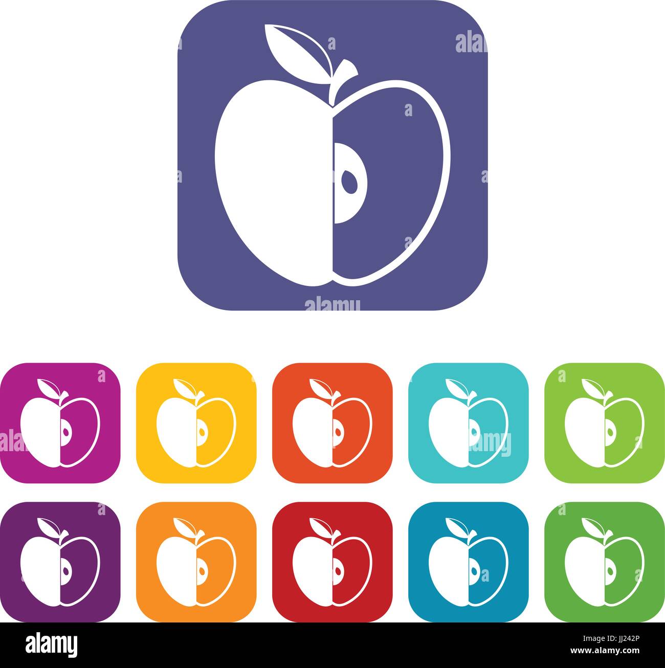 Sliced apple icons set flat Stock Vector Image & Art - Alamy