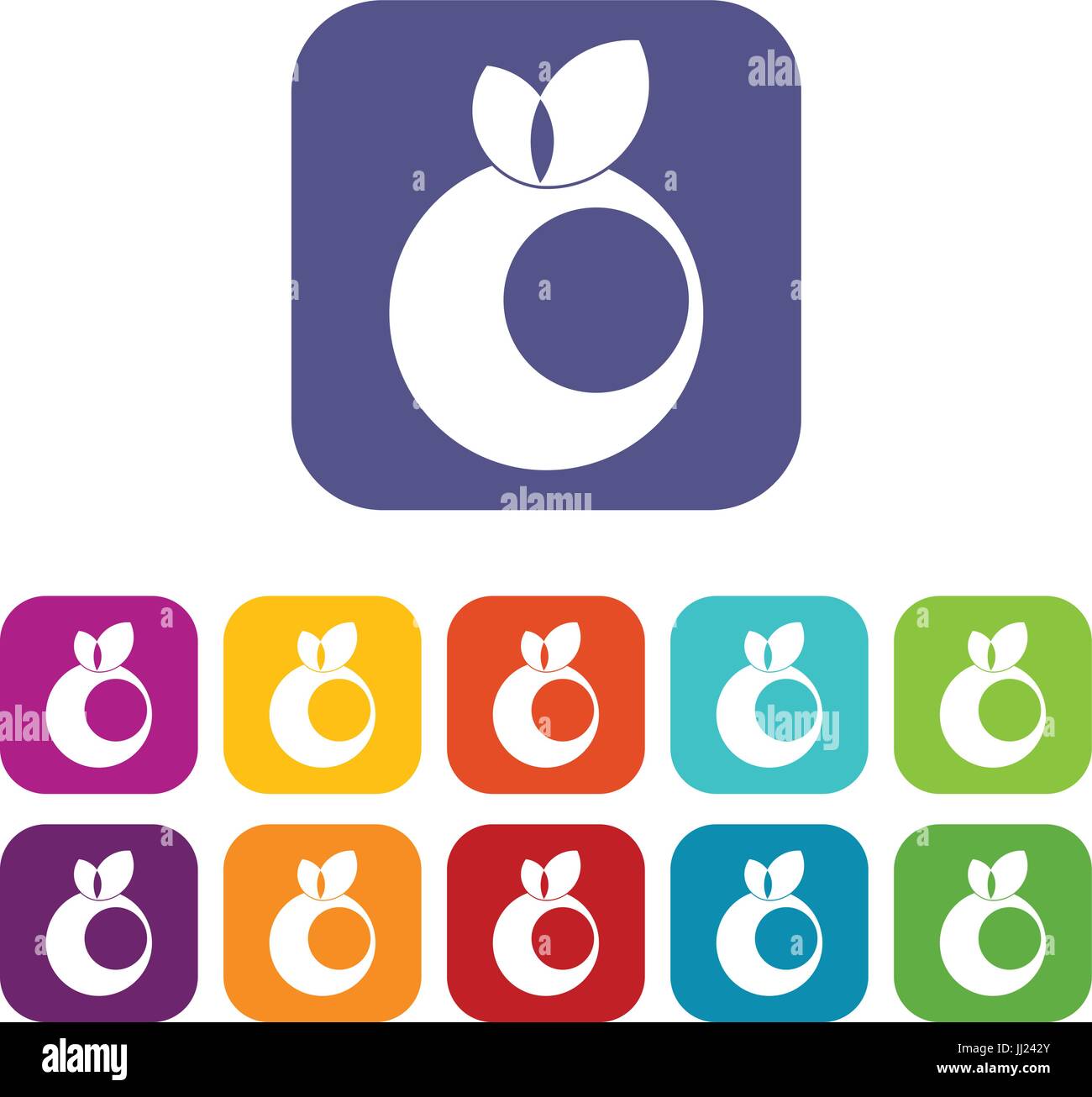 Round apple with leaves icons set flat Stock Vector Image & Art - Alamy