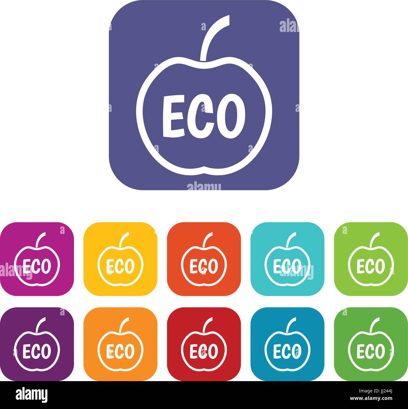 ECO apple icons set flat Stock Vector Image & Art - Alamy