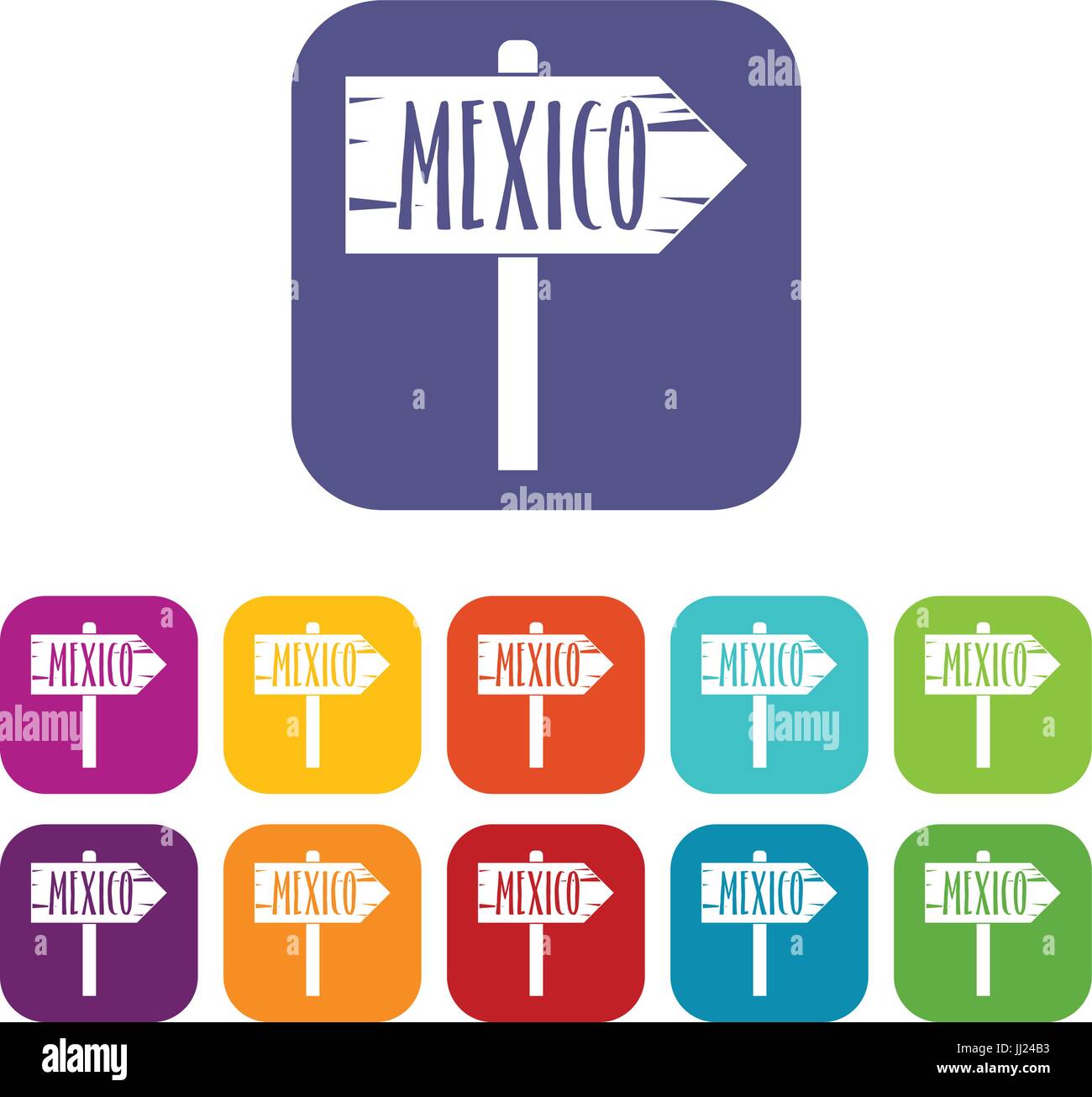 Mexico wooden direction arrow sign icons set flat Stock Vector Image ...
