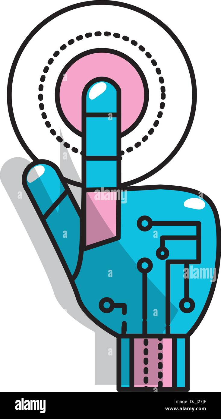 hand with finger touch and circuits digital connection Stock Vector ...
