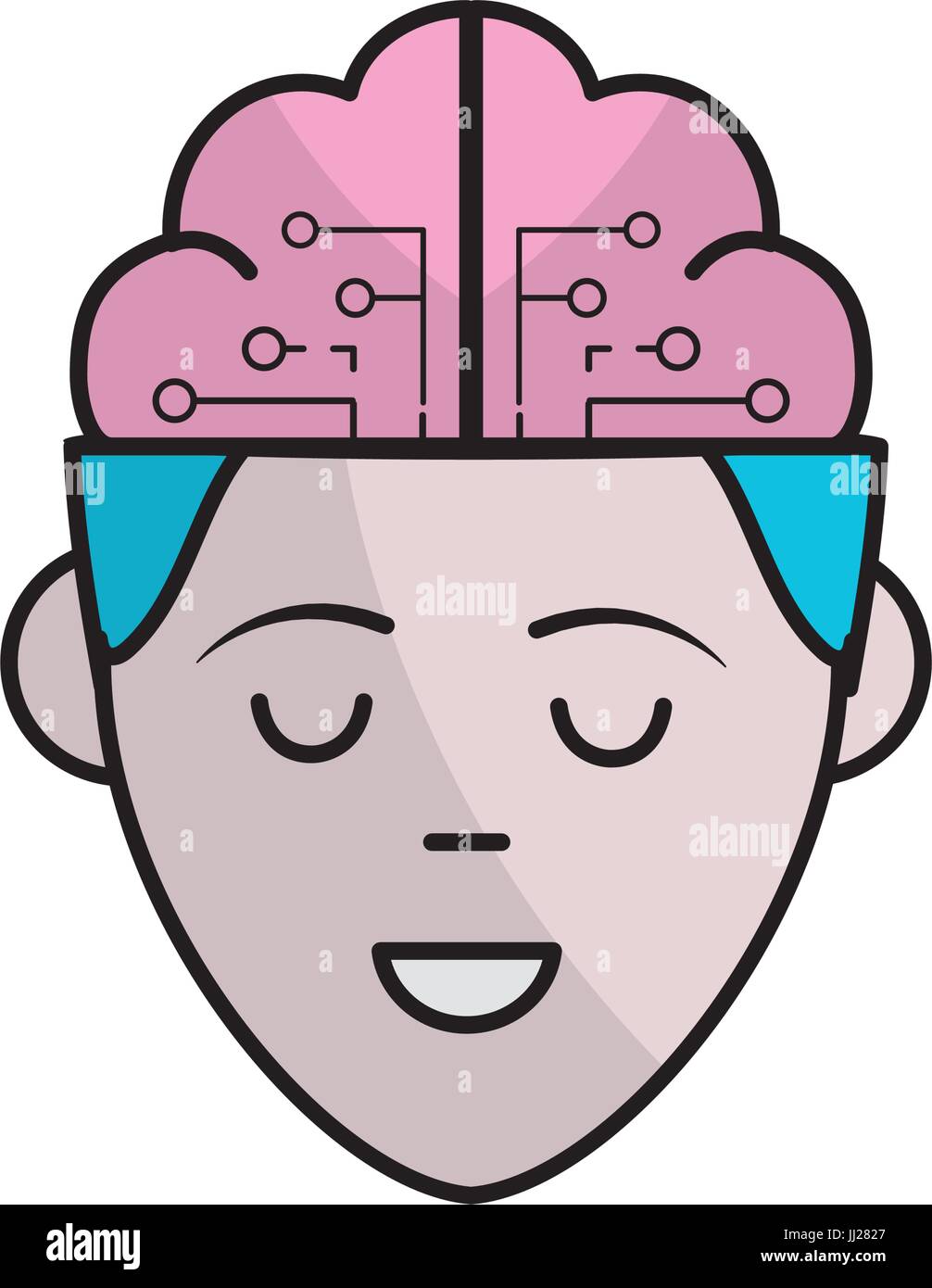 Head brain circuits side Stock Vector Images - Alamy