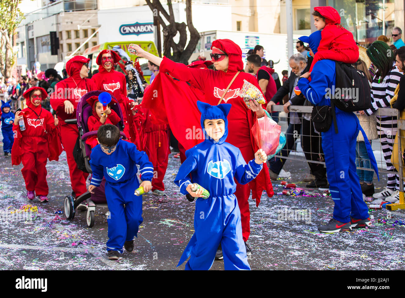 LIMASSOL, CYPRUS - FEBRUARY 26: Happy people in teams dressed with ...