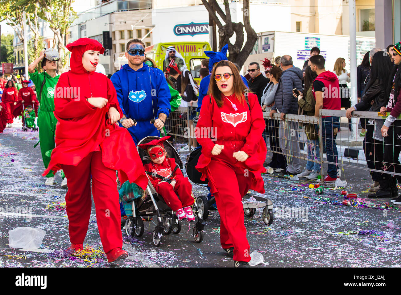 LIMASSOL, CYPRUS - FEBRUARY 26: Happy people in teams dressed with ...