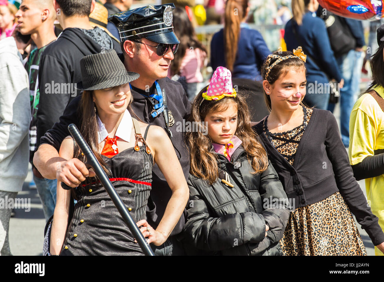 LIMASSOL, CYPRUS - FEBRUARY 26: Happy people in teams dressed with ...
