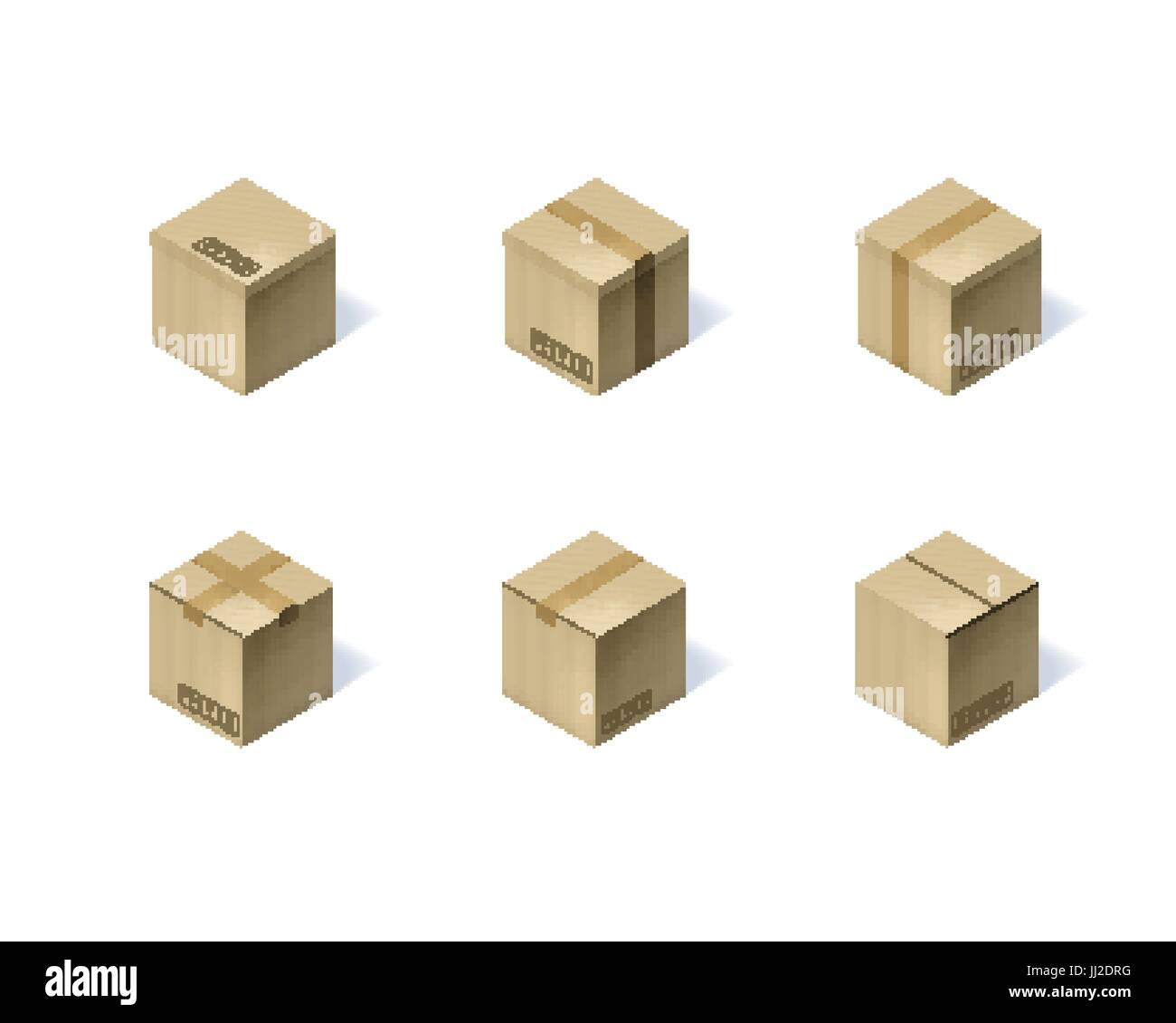 Set of six isometric cardboard boxes isolated on white Stock Vector ...