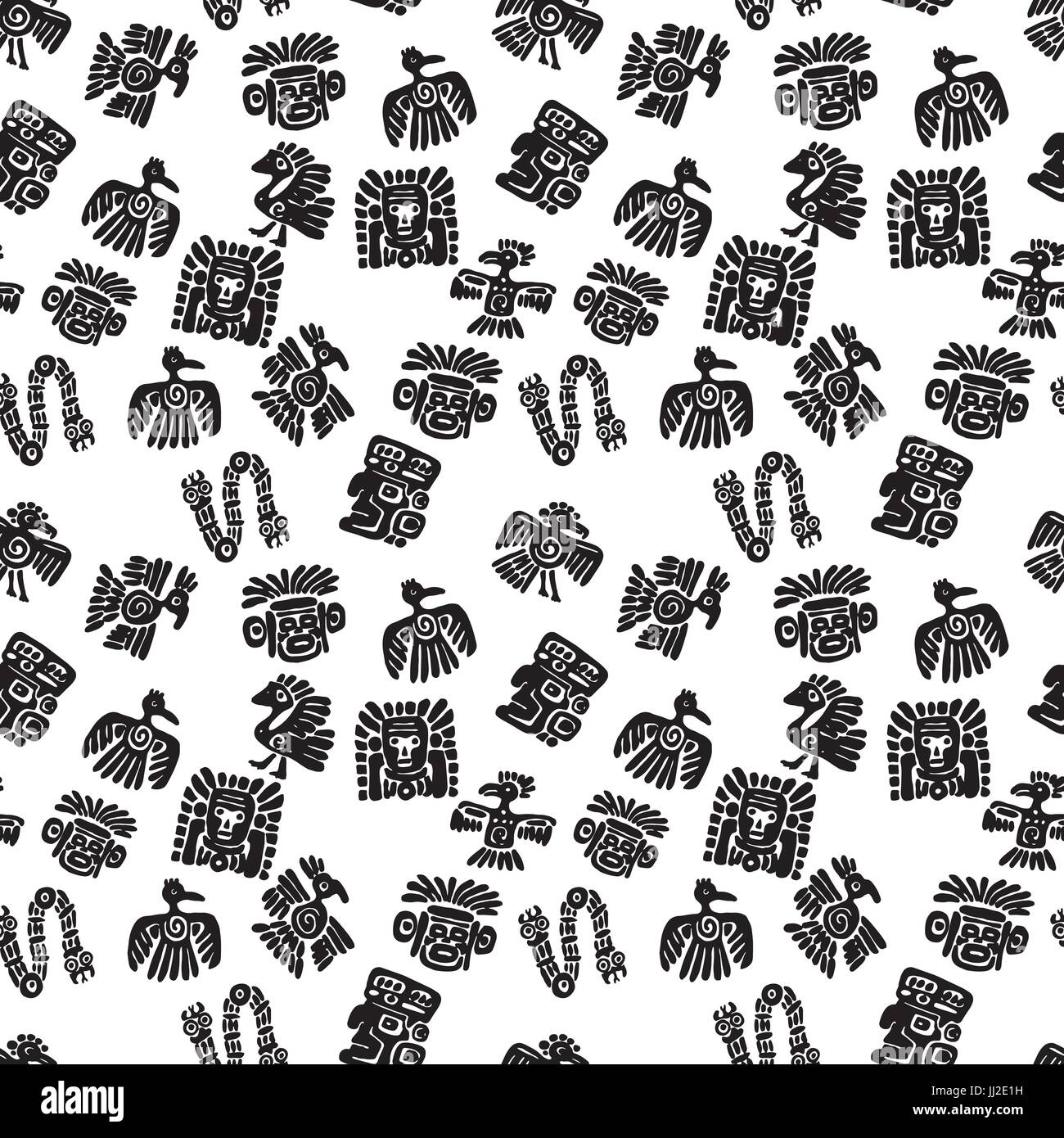 Seamless maya pattern. Black and white ethnic elements Stock Vector ...