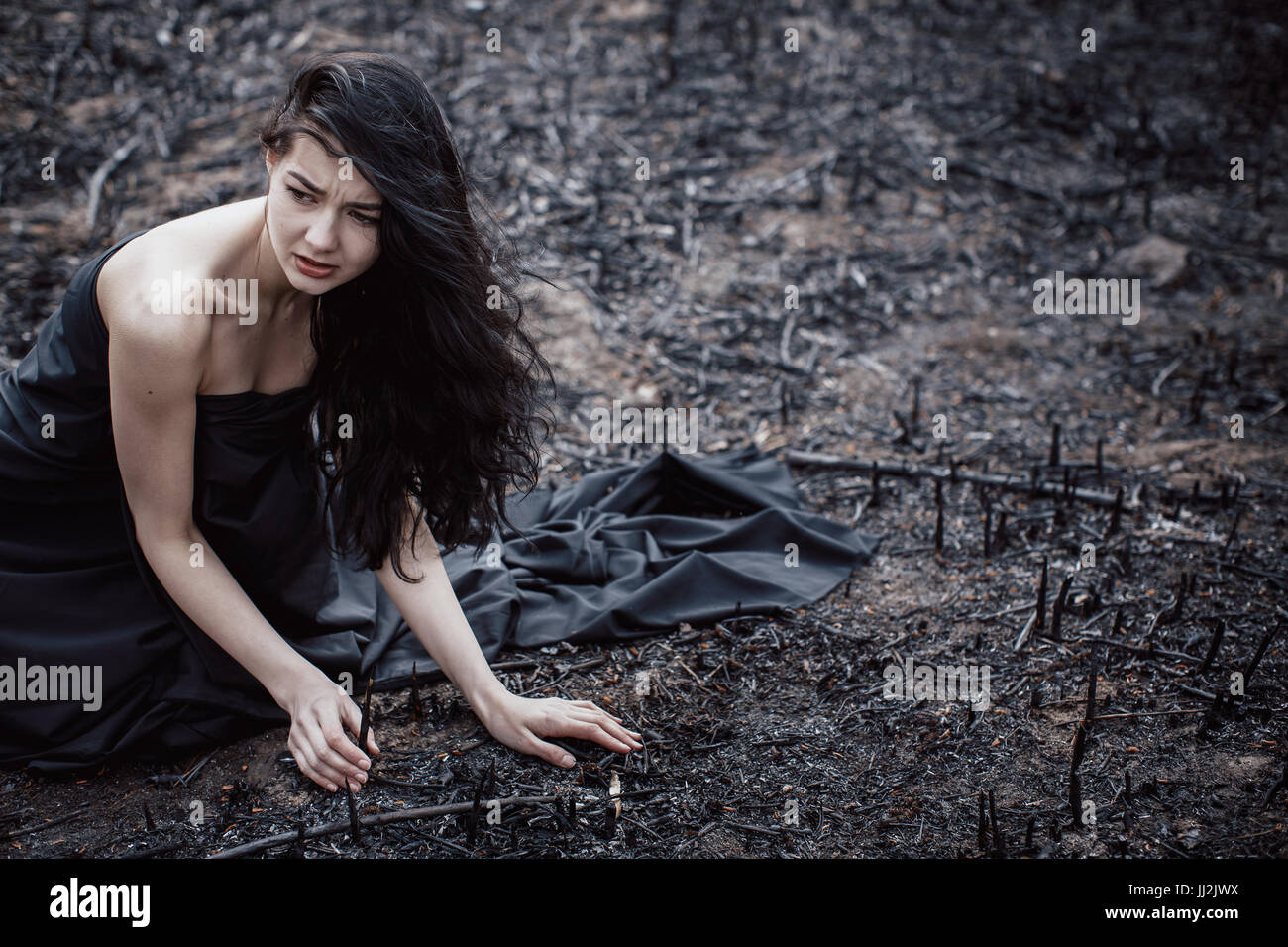 People and dying nature. Ecology concept Stock Photo - Alamy
