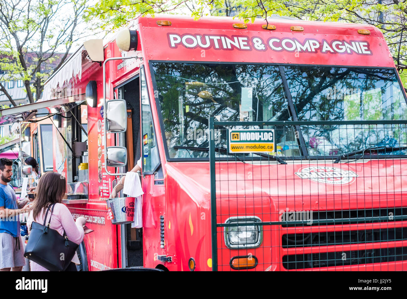 Montreal, Canada - May 27, 2017: Poutine food truck with people waiting ...