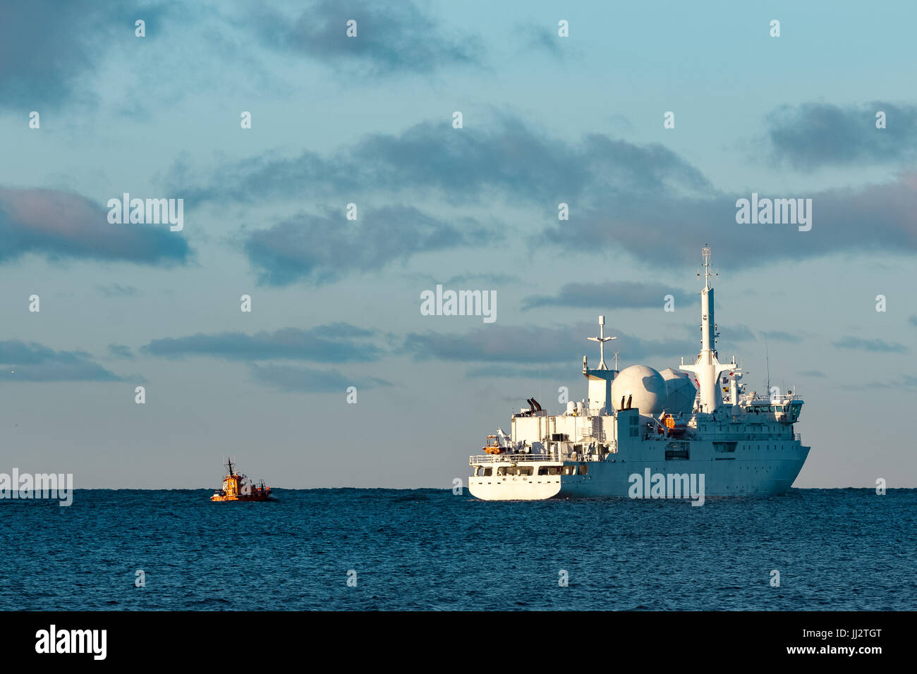 White military comander vessel sailing to Baltic sea Stock Photo - Alamy