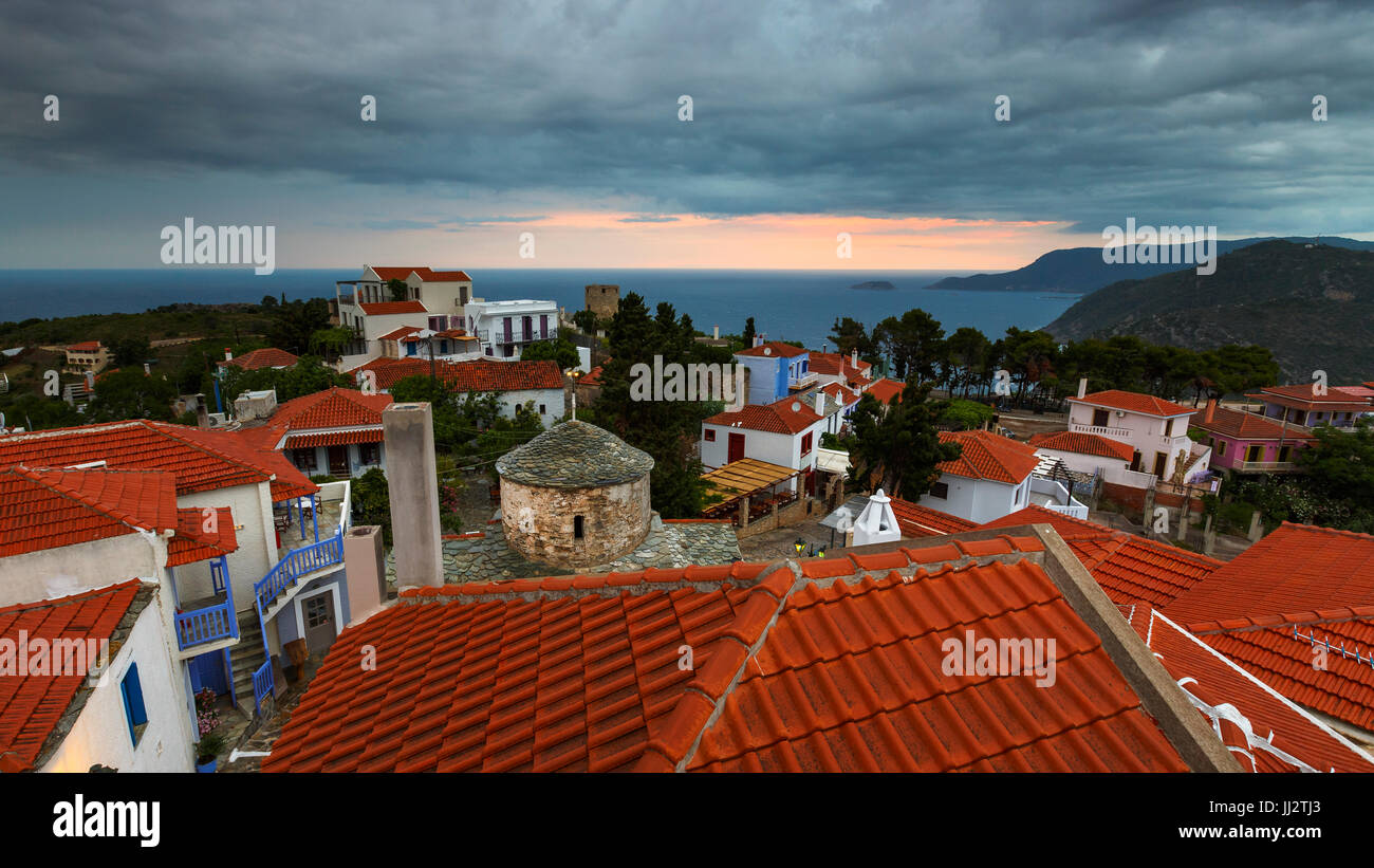 View of Chora village early in the morning Stock Photo - Alamy