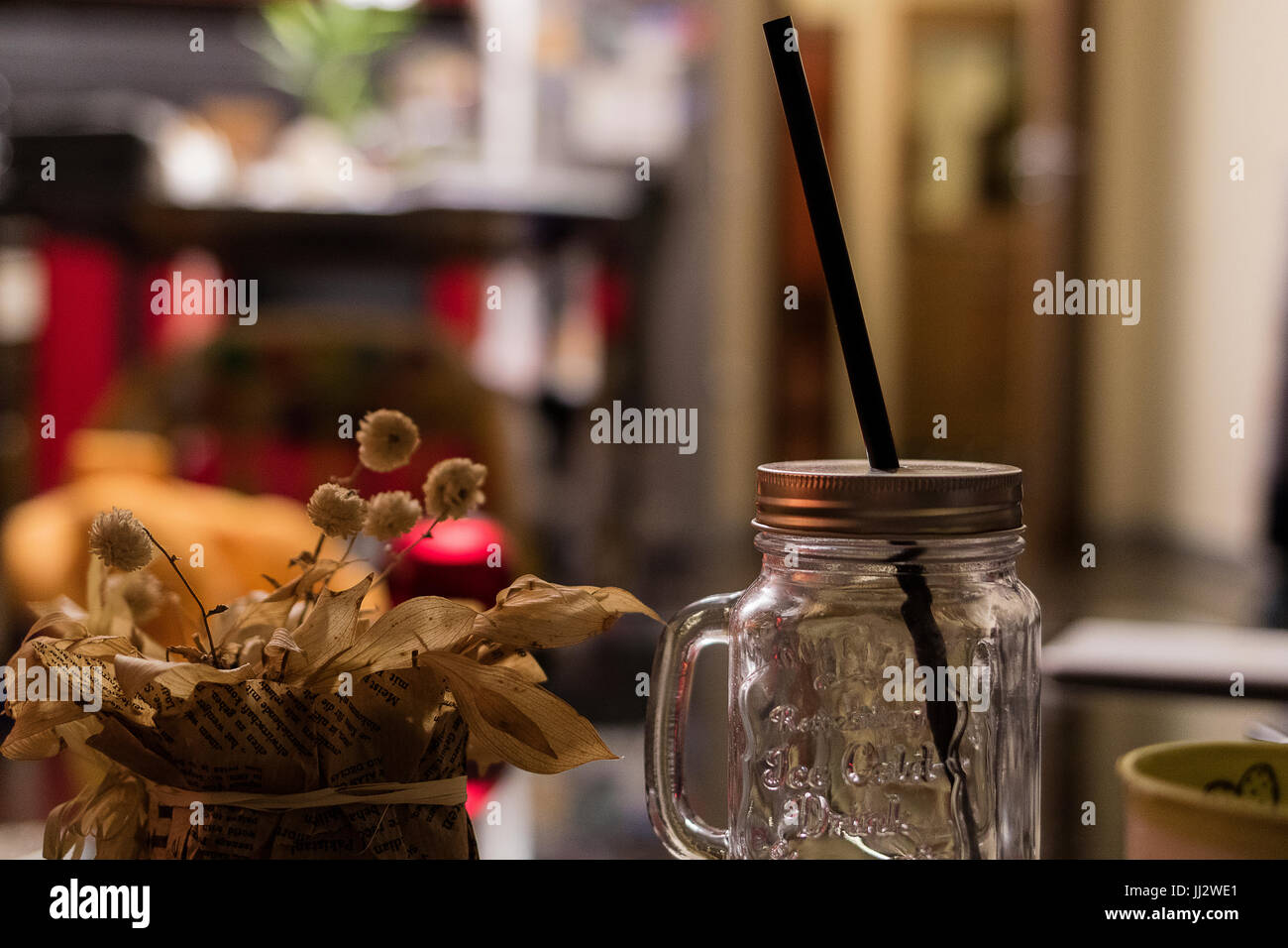 Empty glass and straw hi-res stock photography and images - Alamy