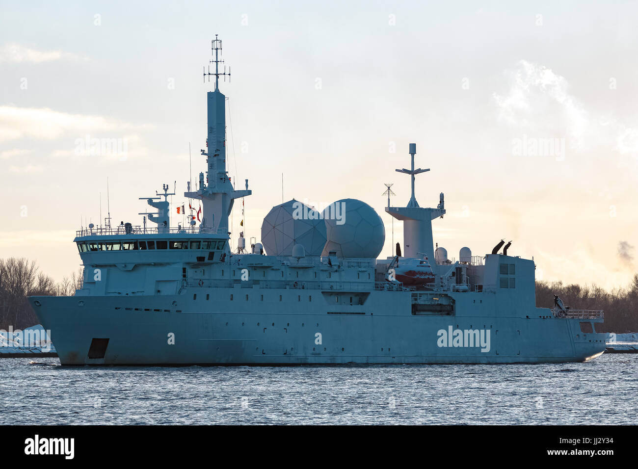White military comander vessel sailing to Baltic sea Stock Photo - Alamy