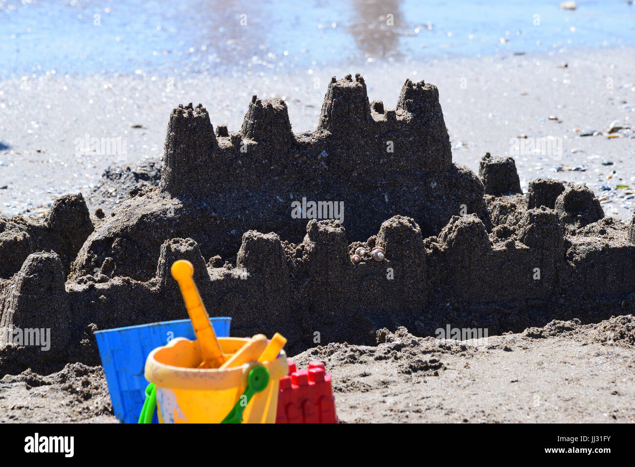 Sand castle on the beach Stock Photo - Alamy