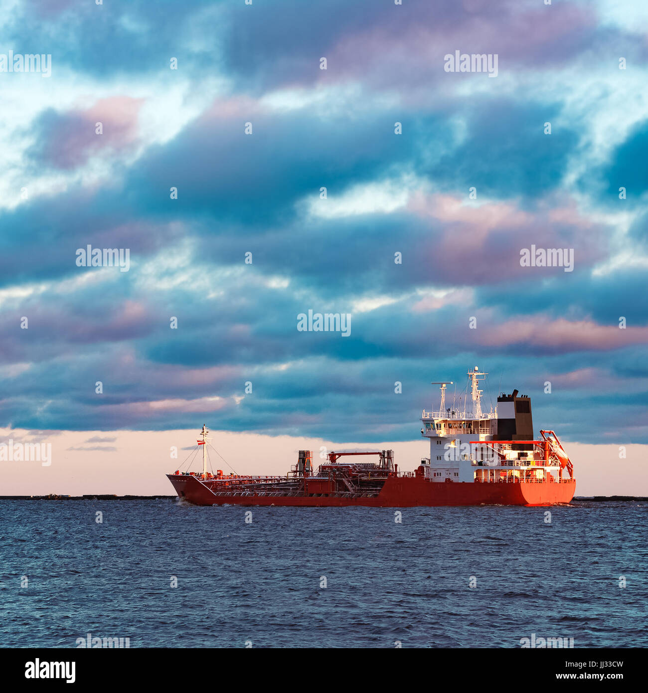 Red cargo oil tanker moving to Baltic sea Stock Photo - Alamy